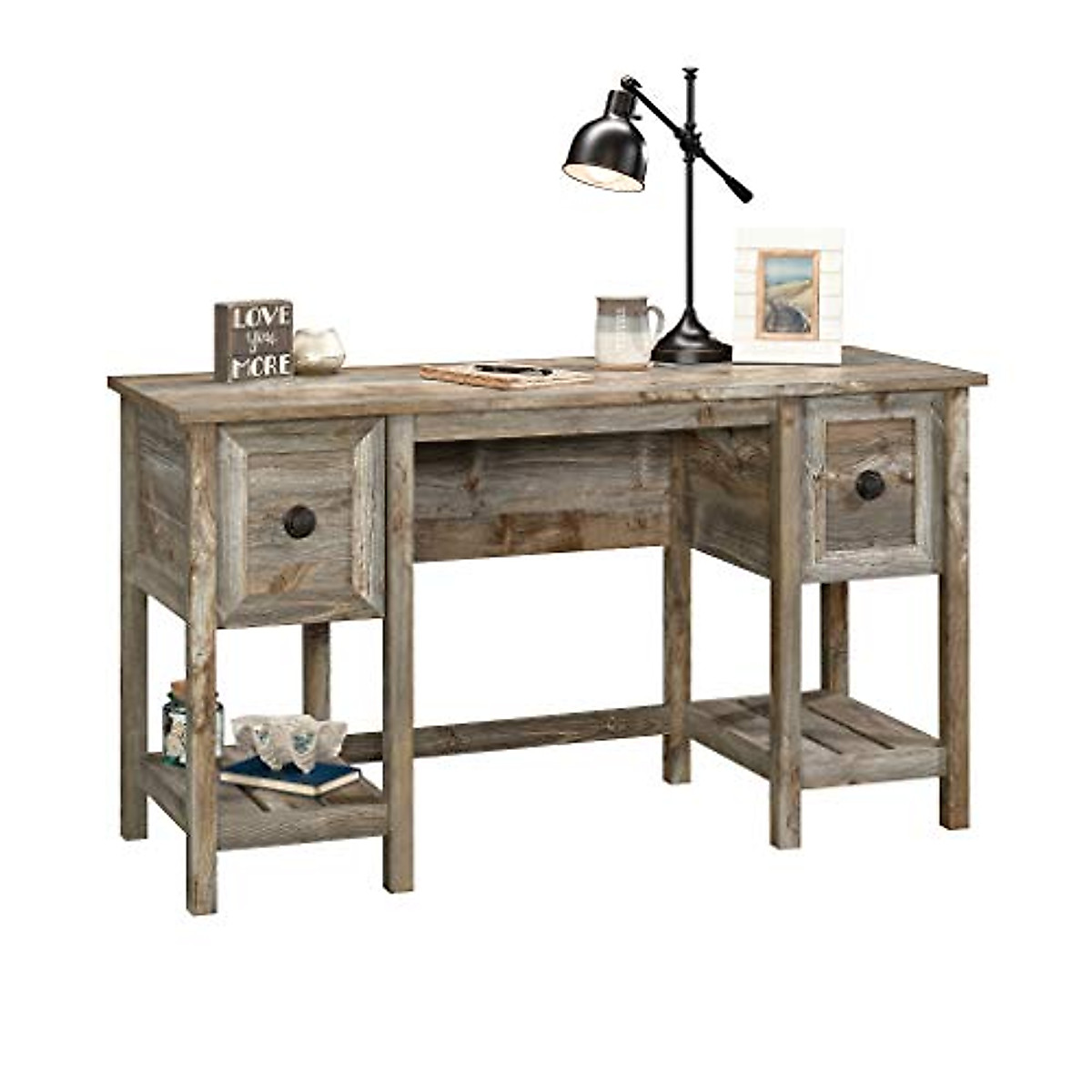 Sauder Granite Trace Desk, L: 53.94" x W: 19.45" x H: 29.76", Rustic Cedar Finish