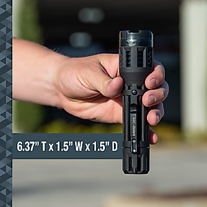 SABRE Stun Gun with LED Flashlight, Powerful Pain Inducing 1.820 µC Charge, 120 Lumens, Rechargeable Battery, Safety Switch, Includes Wrist Strap and Belt Holder, Black Stun Gun, 6.3"