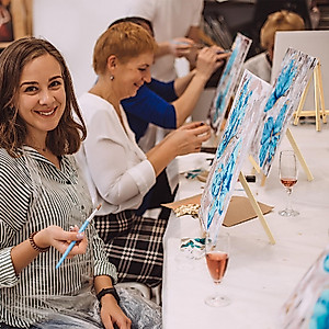 4PCS 9 Inch Wood Easels, Tripod, Painting Party Easel, Kids Student Tabletop Easels for Painting, Easel Stand for Painting Canvases, Portable Canvas Photo Picture Sign Holder.