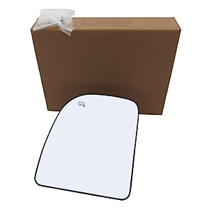 Driver Side Mirror Glass Assembly With Backing Plate Compatible with Ford E150 E250 E350 E450 Econoline Van, F250 F350 F450 Super Duty, Excursion (Upper Towing Mirrors)