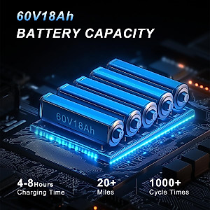 SAY YEAH Fat Tire Electric Scooter for Adult, 60V 18AH 2000W Lithium Commuter Citycoco Scooter Black, 32 MPH & 20 Miles Range, Adult Mobility Scooters, LED Light