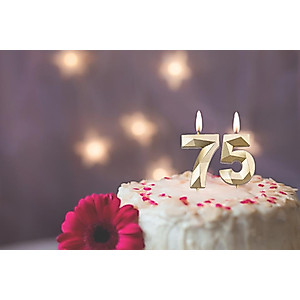 2 inch Gold 75 & 57 Birthday Candles, 3D Diamond Number 75th & 57th Cake Topper for Men Women Birthday Party Decorations Theme Party