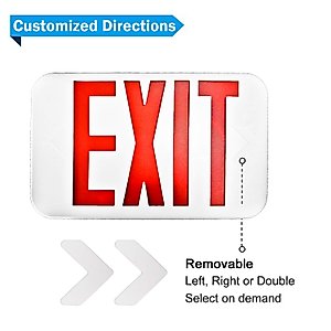 SPECTSUN 4 PACK Red LED Emergency Exit Signs & Battery Backup-UL Certification Hardwired Combo Exit Sign, 120V/277V Exit Sign with Arrow, Business Exit lighting Sign, lobby/Building/Room