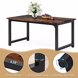 Tribesigns 63"x31.5" Dining Table, Industrial Kitchen Table for 4-6 Person, Rectangular Dinner Table for Dining Room Kitchen Living Room, with Heavy Duty Metal Legs, Vintage Brown