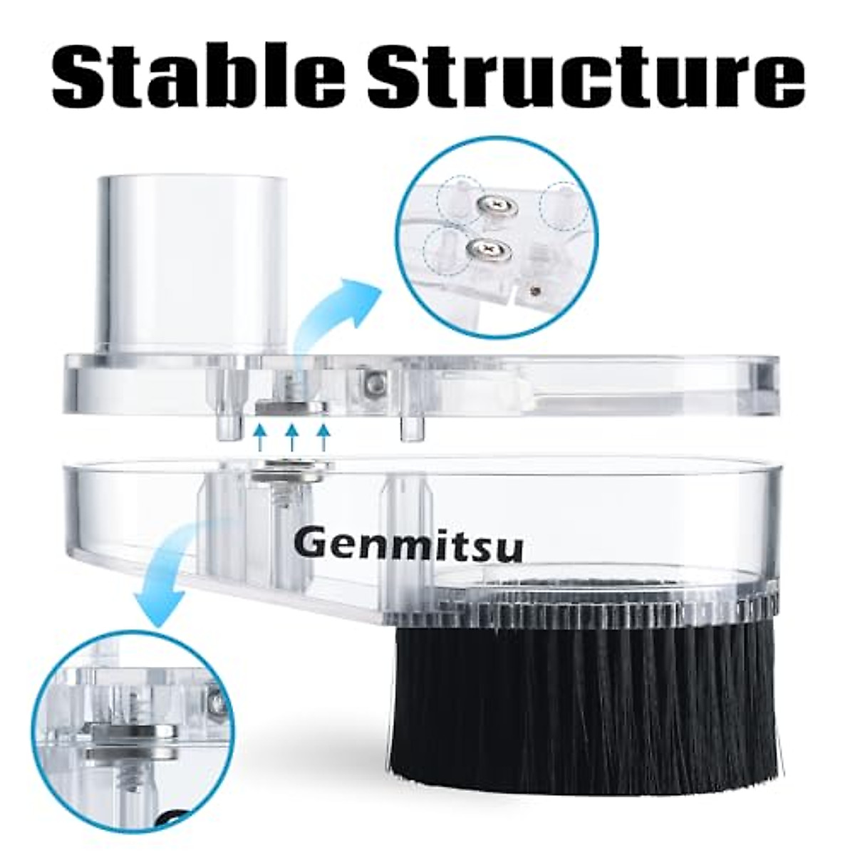 Genmitsu 65mm & 69mm CNC Dust Shoe, Compatible with Most 65mm/69mm Spindle Motor and Compact Router, Hose Adapter Inner Diameter 38mm (1.5″), Transparent