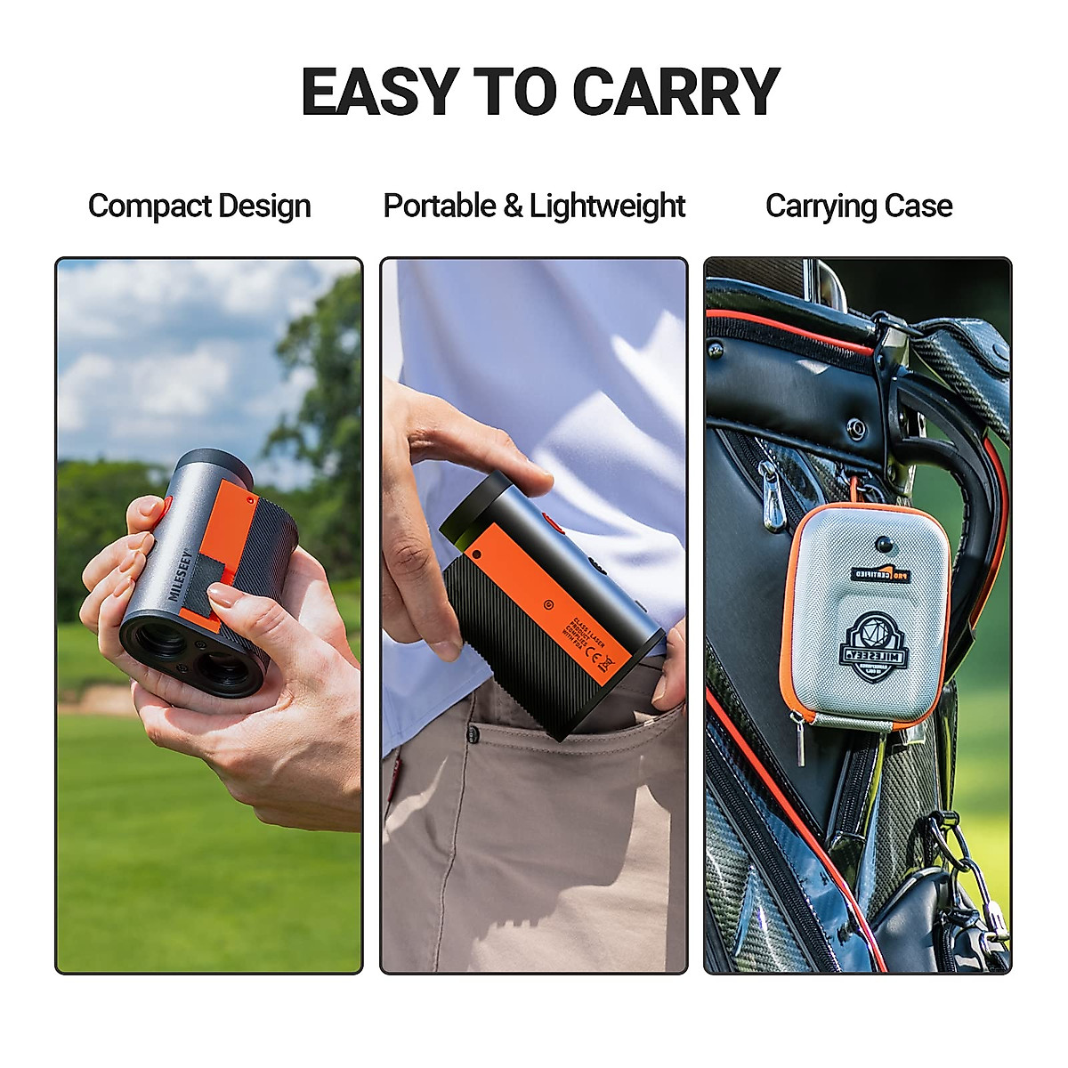 Golf Range Finder 660 Yards with Magnetic, MiLESEEY Golf Rangefinder with Rechargeable Battery, Flag Lock with Pulse Vibration, Slope On-Off, 6X Magnification, Fast Focus Scan Laser Rangefinder