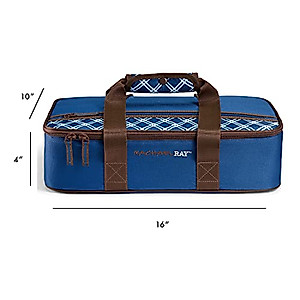 Rachael Ray Lasagna Lugger Insulated Casserole Carrier, Standard, Navy Plaid