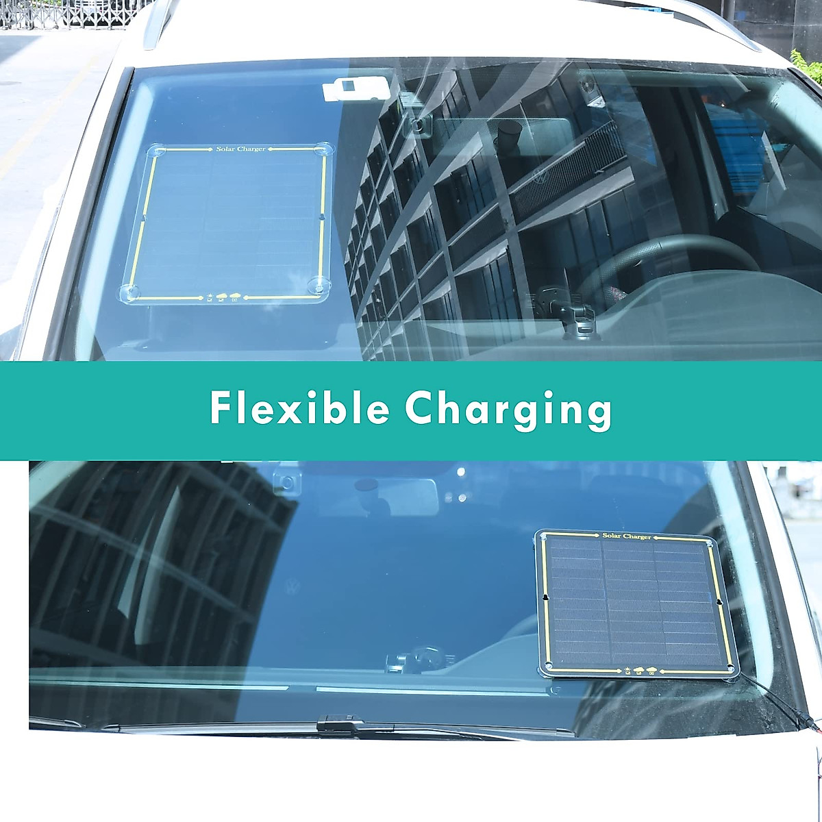 12V 15W Solar Car Battery Maintainer Trickle Charger, Portable Solar Panel Charging Kit for RV, Car, Boats, Truck, Camper, Motorcycle, Cigarette Lighter Plug, Alligator Clip, IP65 Waterproof