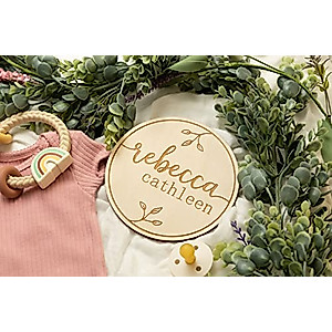 Baby Announcement Sign, Hospital Sign, Gender Reveal Baby Photo Props, Wooden Name Sign, Baby Shower Gift, Birth Stat, Laser Birth Engraved Round (Design 3)