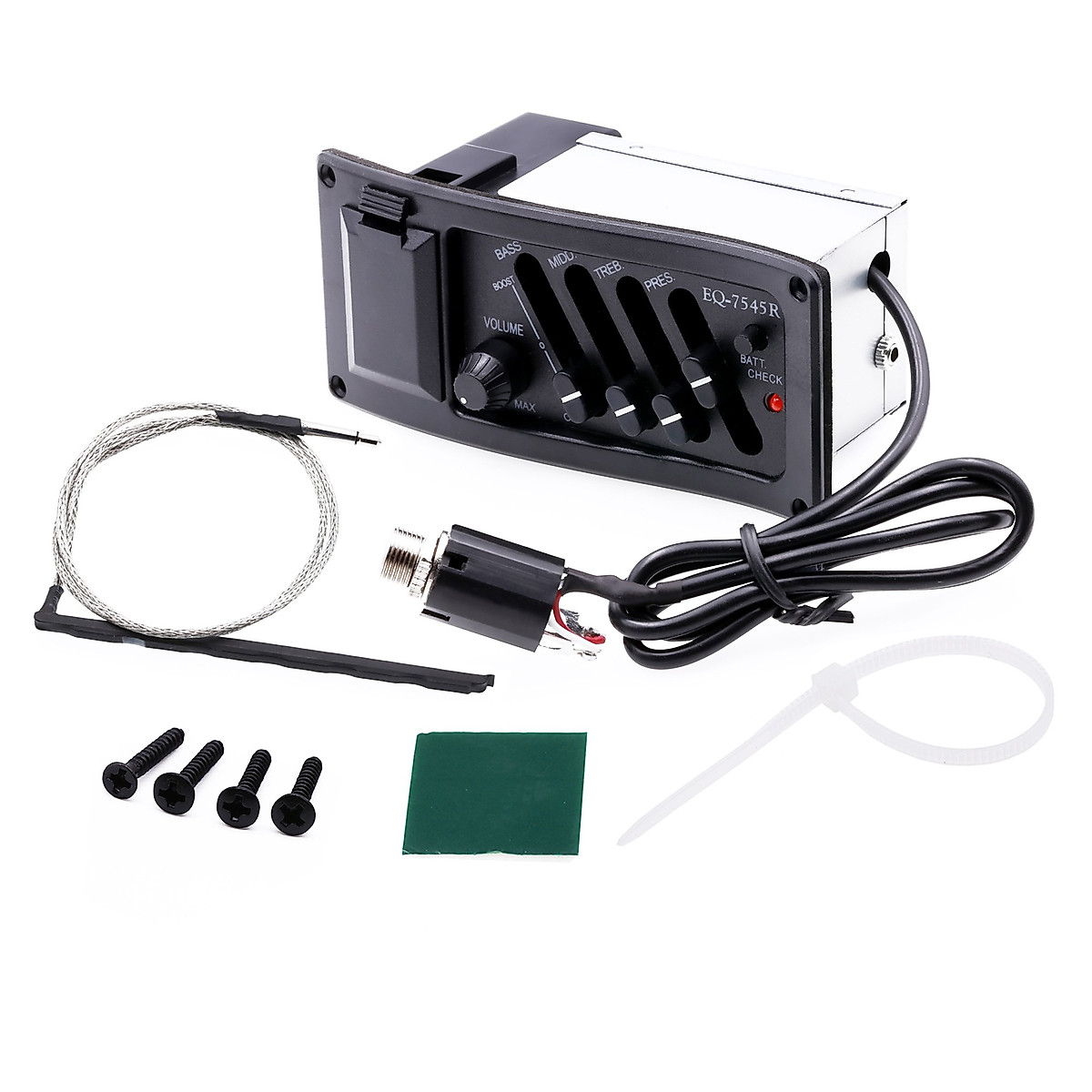 ASCENDAS Guitar EQ-7545R 4-Band EQ Equalizer System Acoustic Guitar Preamp for Acoustic Guitars Black (CURVE)