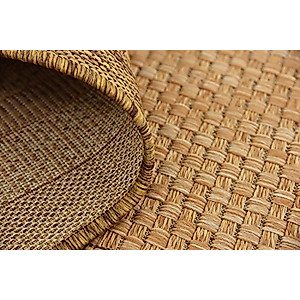 Unique Loom Outdoor Border Collection Area Rug - Multi Border (7' 1" x 10' Rectangle, Tan/ Light Brown)