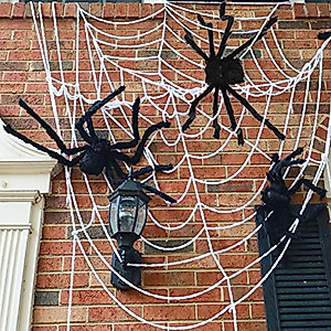 Konsait Halloween Decorations,Giant Black Spider with Red Eyes, 10.8ft Giant Spider Web for Halloween Haunted House Props, Yard Lawn Wall Indoor Outdoor Decorations