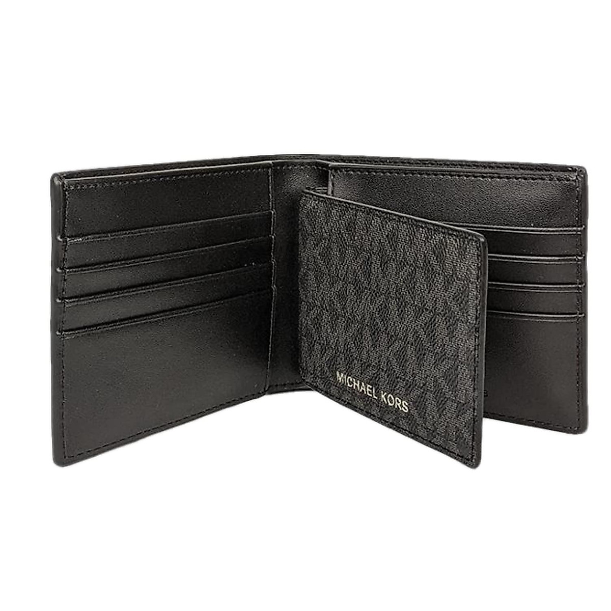 Michael Kors Men's Cooper Billfold with Passcase Wallet (Black PVC)