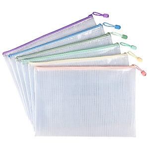 Tamaki 6 Pack Mesh Zipper Pouch Bags Waterproof Zipper Bags Durable Pouches for Organization Bag Board Game Storage, Document Bag Letter/A4