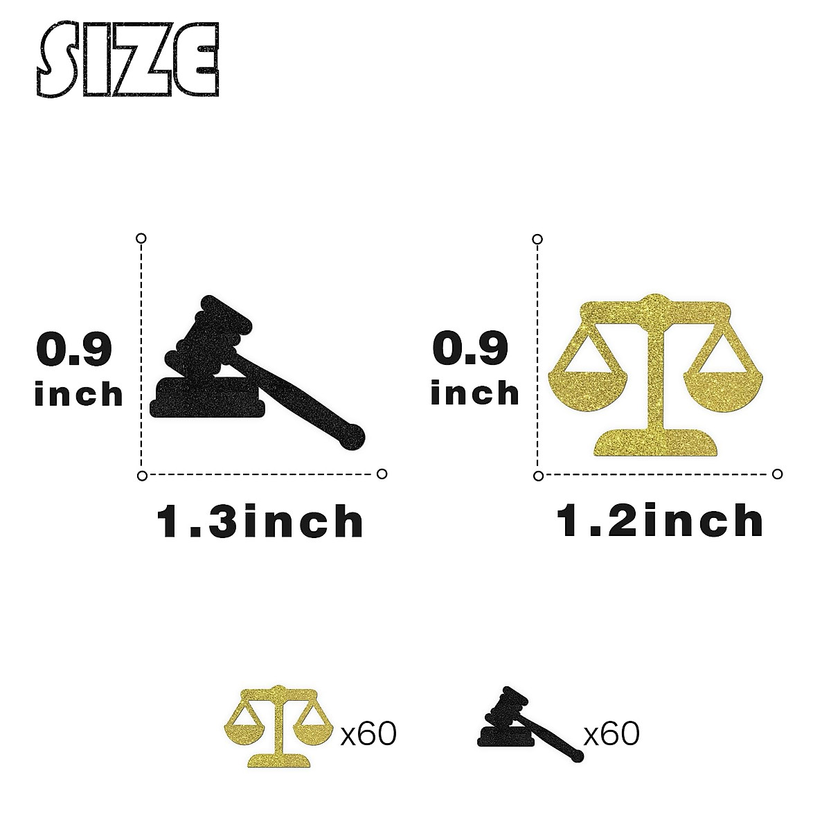 ShuanQ 120pcs Balance & Gavel Confetti - Congrats Law Grad Party Sign - Lawyer Grduation Party Table Decoration Scatters for DIY Crafts