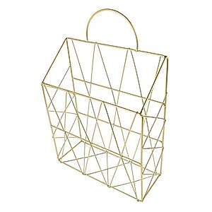 HOLIDYOYO Hanging Shelf Magazine Racks Desk Storage Shelf Wall File Organizer Hanging Magazine Mounted Mail Holder Storage Document Organizer Modern Magazine Rack Yellow