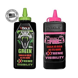 CE TOOLS Mean Green & Manly Pink EXTREME VISIBILITY Marking Chalks - 10 oz (283.5)- Made in USA Give Me Two Bundle