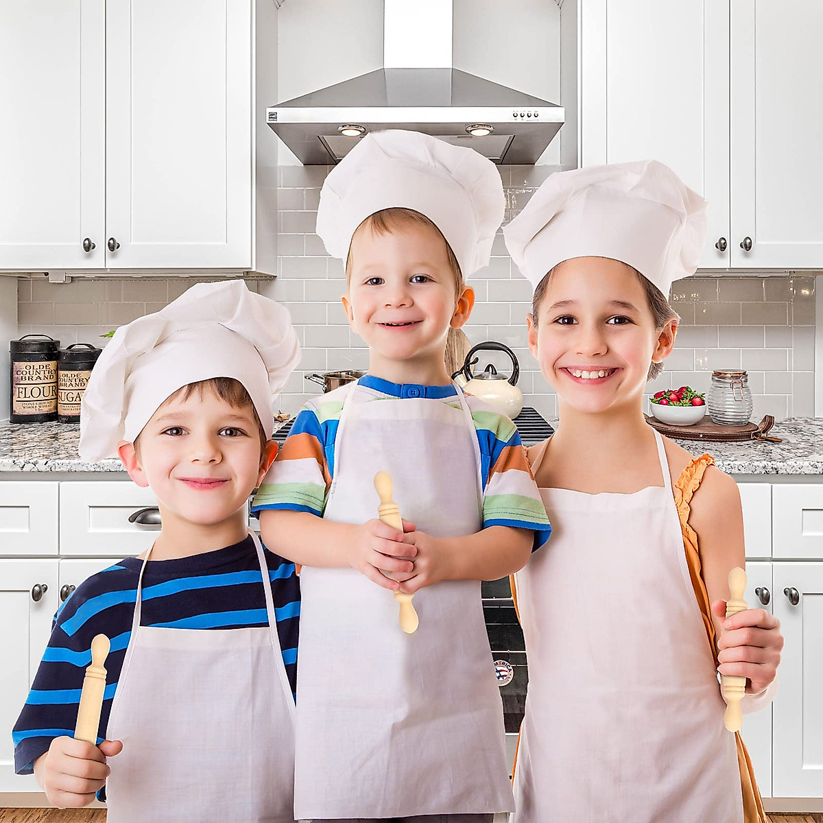 20 Pieces Mini Rolling Pin for Crafts 5.5 Inches Long Wooden Dough Roller Small Wooden Rolling Pins for Kids Children Home Kitchen Fondant Pastry Pizza Crafting Baking and Imaginative Play