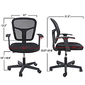 JTSQ Mesh Office Chair Adjustable Swivel Computer Desk Task Black Gaming Chair Office Chair Desk Chair Computer Chair Home Office Desk Chairs Gamer Chair Office Chairs Rolling Chair