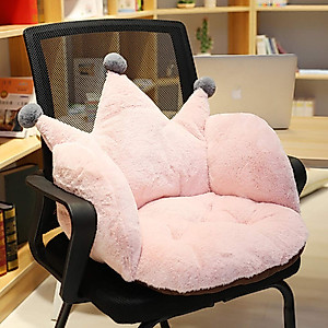 Holiberty Cute Crown Chair Cushions Foam Stuffed Desk Seat Cushion Warm Comfort Plush Seat Cushion Pad for Support Waist Backrest Winter Girls Dorm Floor Pillow Home Office Chair Car Seat Cushion