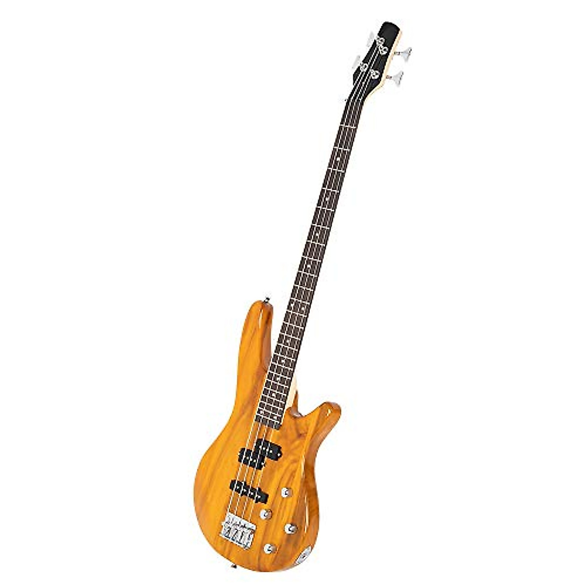 Kcelarec Electric Bass Guitar Full Size 4 String Exquisite Stylish Bass with Power Line and Wrench Tool (Yellow)