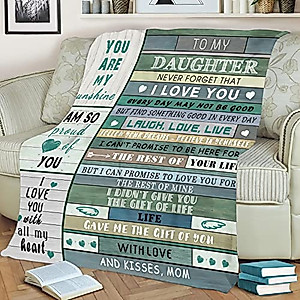 Daughter Gift from Mom Throw Blankets 60"X50" - to My Daughter Blanket from Mom - Valentines Day Gifts for Daughters - Daughter Gifts from Mom for Mothers Day Brithday Anniversary Wedding Graduation