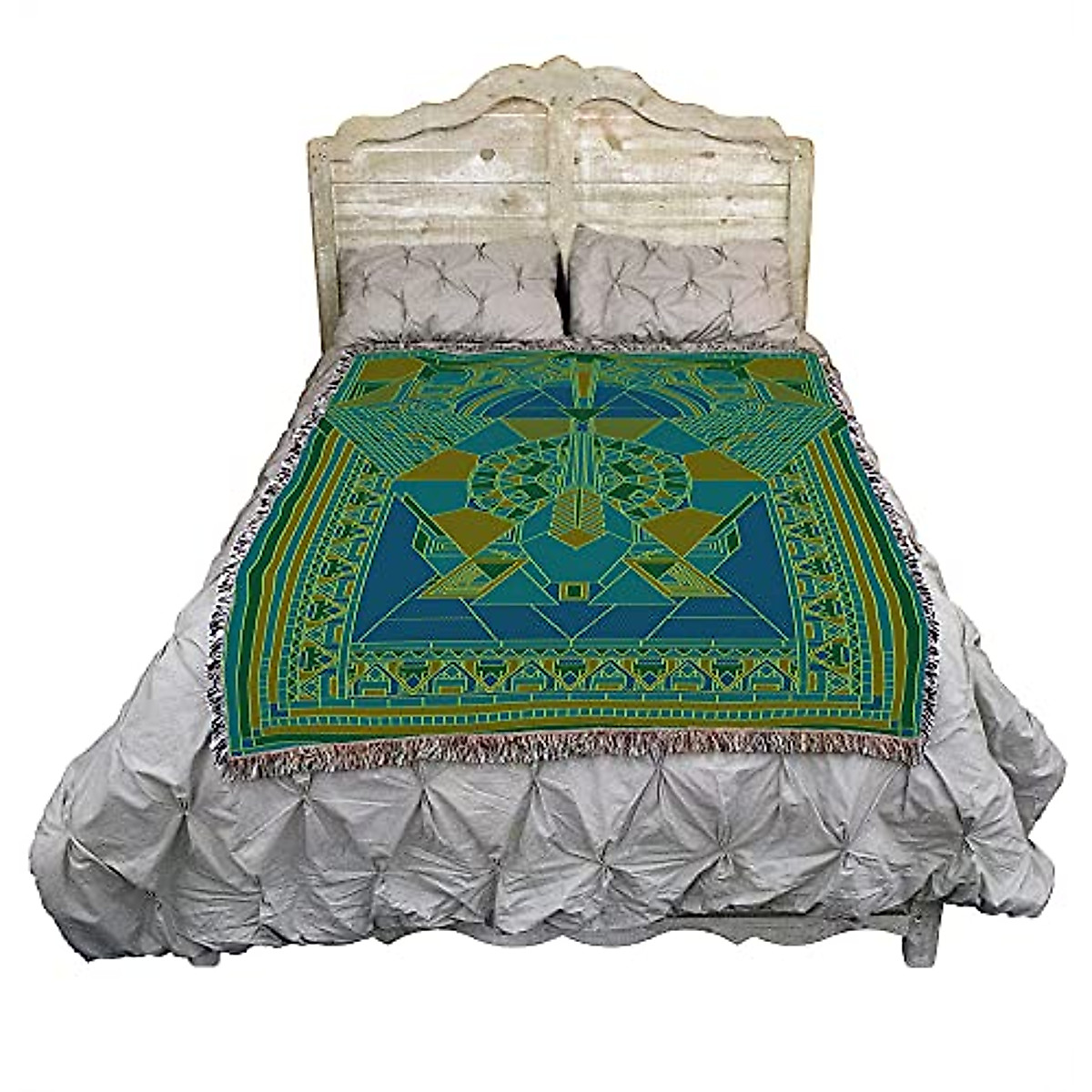 Pure Country Weavers Frank Lloyd Wright Imperial Peacock Blanket - Mission Prairie School Style - Gift Tapestry Throw Woven from Cotton - Made in The USA (72x54)