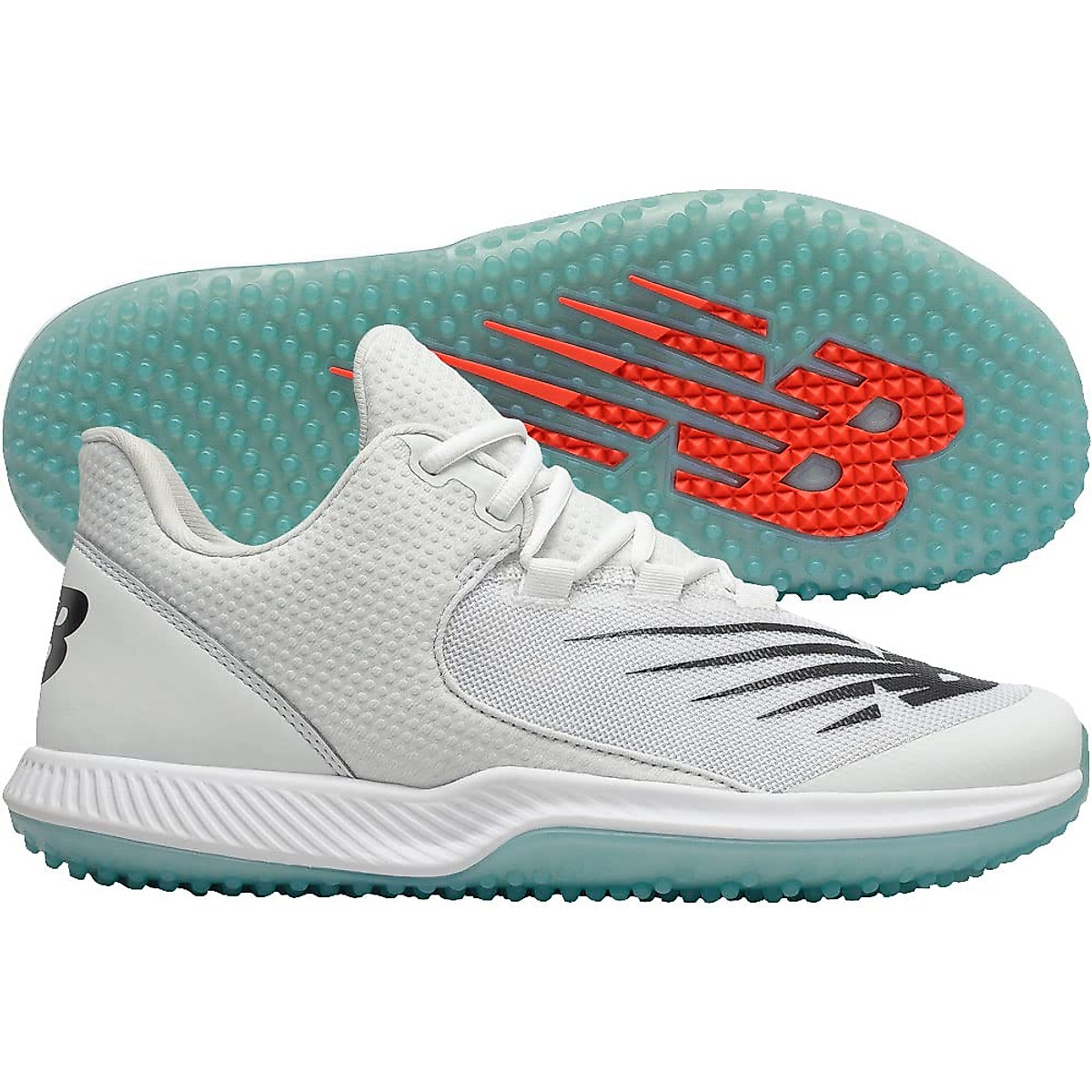 New Balance Men's FuelCell 4040 V6 Turf-Trainer Baseball Shoe, White/Black, 12