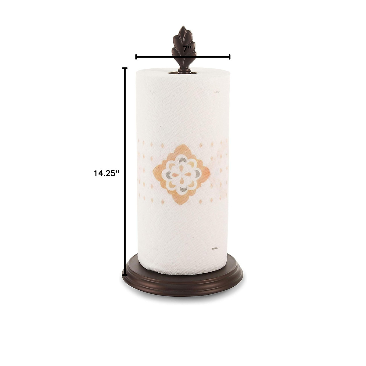 Spectrum Diversified Leaf Paper Towel Holder, Cast Iron Countertop Paper Towel Dispenser, Nature-Inspired Kitchen Countertop Paper Towel Holder, Holds Both Standard & Jumbo Rolls