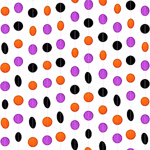 XIANMU Halloween Circle Dot Garlands Purple Glittery Orange and Black Paper Streamers Hanging Backdrop Decorations Halloween Party Supplies Birthday Baby Shower Event Decor 4 Pack 40 Feet