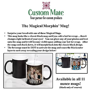 Custom Mate Coffee Mug Personalized with Photos, Images, and Text, White, Black (COFMUGWH11), 11fl oz