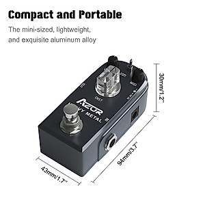 AZOR Heavy Metal Distortion Guitar Pedal 3 Modes Effect Controls for Electric Guitar True Bypass