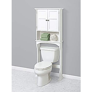 Zenna Home Collette Over the Toilet Bathroom Spacesaver, Bath-Storage Shelves, White