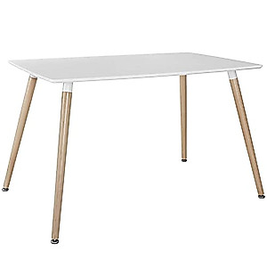 Modway Field 47" Mid-Century Modern Rectangle Kitchen and Dining Room Table in White