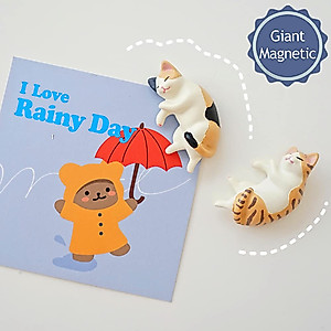 Cute Cat Fridge Magnets, 6 Lying Chubby Kitten Refrigerator Magnets, Mini Kawaii Decorative Magnets for Home Kitchen Office Class Lockers Whiteboard, Gift for Magnets Collector, Light/Strong Magnetic