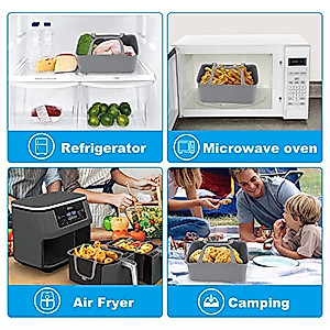 10QT Air Fryer Silicone Liners for Ninja，2Pcs Rectangular Airfryer Silicone Accessories Long Handle, Reusable Airfryer Pot Replacement Baking Tray Basket for Ninja DZ401 DZ550 Foodi 10 Quart