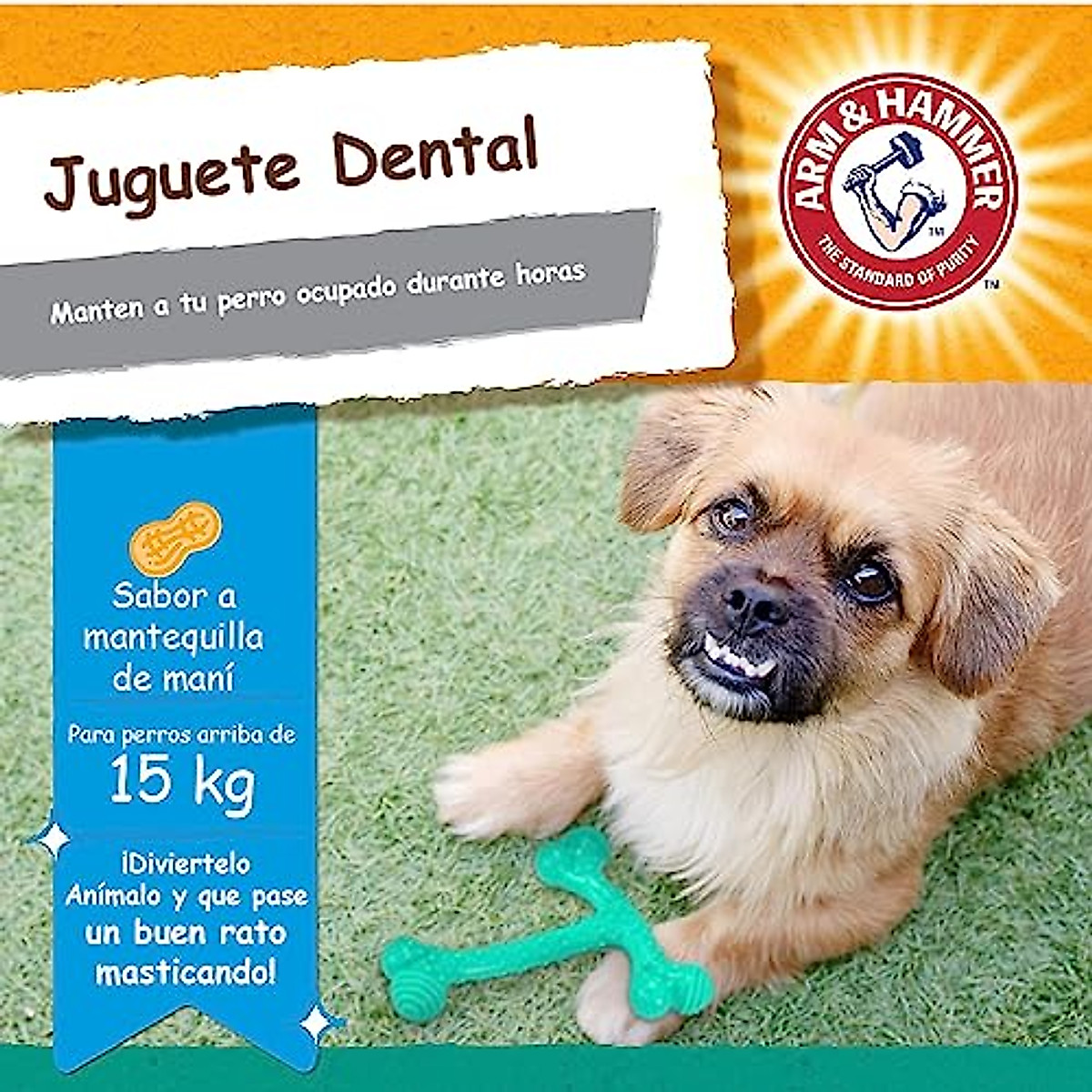 Arm & Hammer Ora-Play T-Bone Dental Chew Toy for Dogs | Best Dog Chew Toy For the Toughest Chewers | Reduces Plaque & Tartar Buildup Without Brushing, Peanut Butter Flavor
