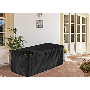 Patio Deck Box Cover Skyour Heavy Duty 420D Oxford Waterproof Bench Outdoor Storage Deck Boxes Covers Garden Furniture Table Ottoman Dust Cover (Black, L: 62x32x28in)