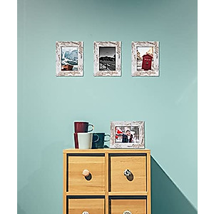 Golden State Art, 5x7 Picture Frame - Country Wood Grain Style - Tabletop Display, Back Hangers for Wall Display - Great for Photos, Gift, Pictures, Wedding, Portraits (2 Pack, White)