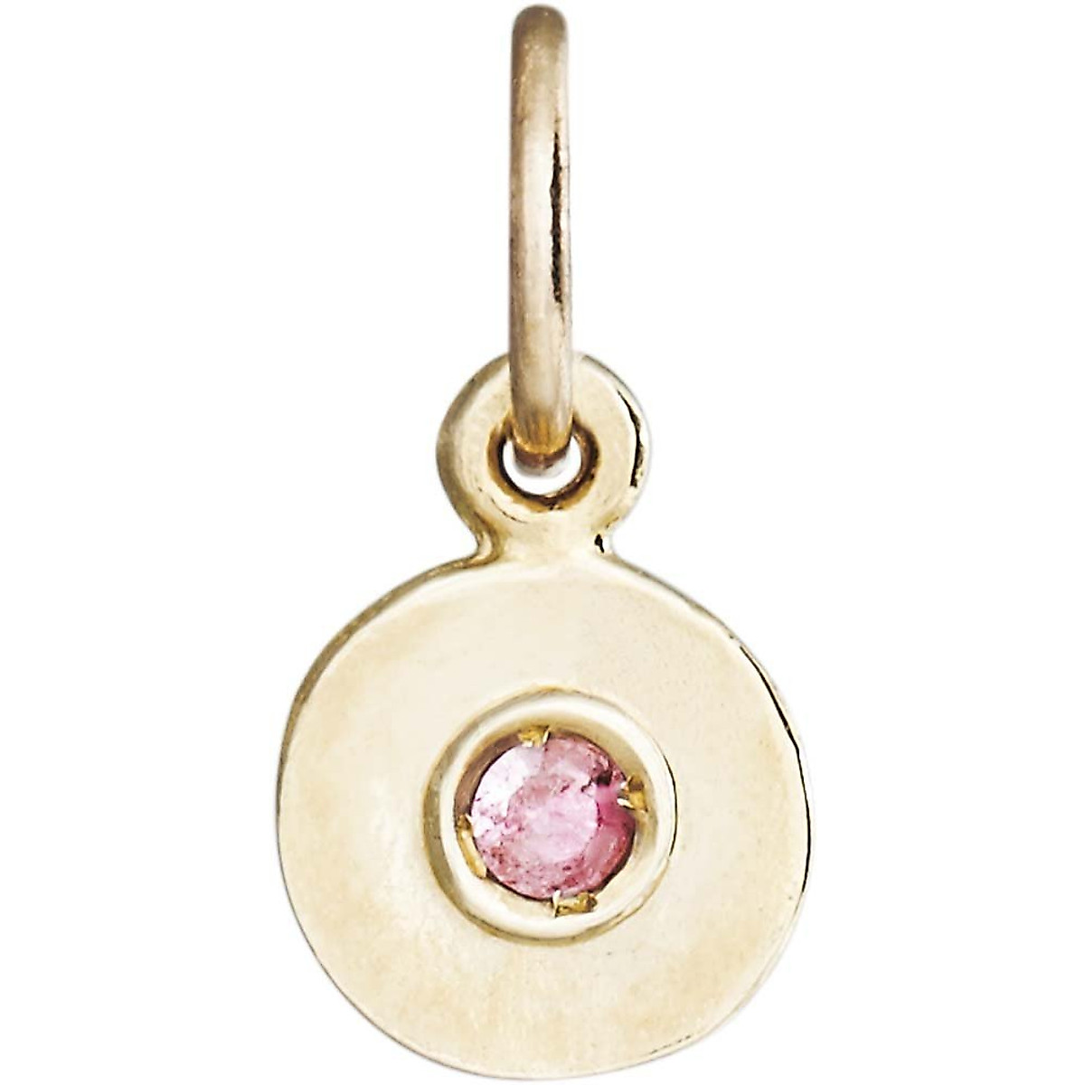 Helen Ficalora Birth Jewel Disk Charm With Pink Tourmaline Yellow Gold