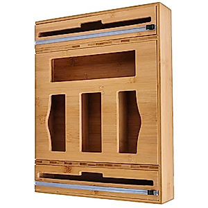 Jema Pearl Ziplock Bag Organizer Aluminum Foil and Plastic Wrap Dispenser with Cutter, 6 In 1 Baggie Organizer for Drawer Bundle with Paper Towel Holder