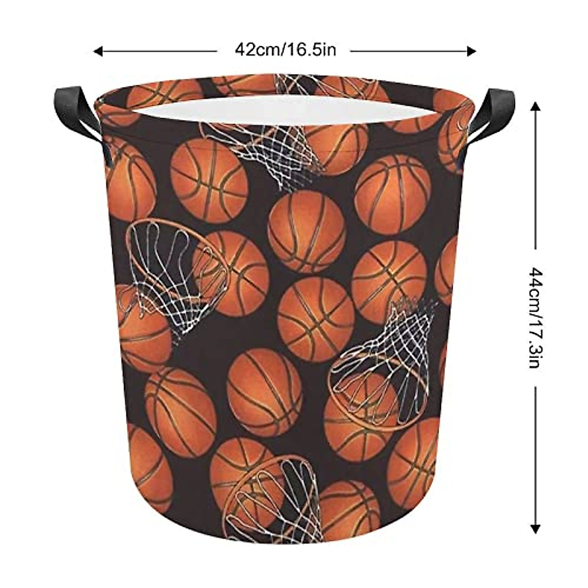 Basketball Sport Large Laundry Basket Hamper Bag Washing with Handles for College Dorm Portable
