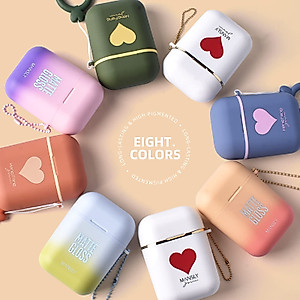 LAMUSELAND Matte Lipstick, 2Pc/Set Waterproof Long Lasting Moisturizing Lip Stain Earphone Dual-color Lip Gloss Primer, Non-stick Cup Lip Make Up Gift Kit for Girls (White)