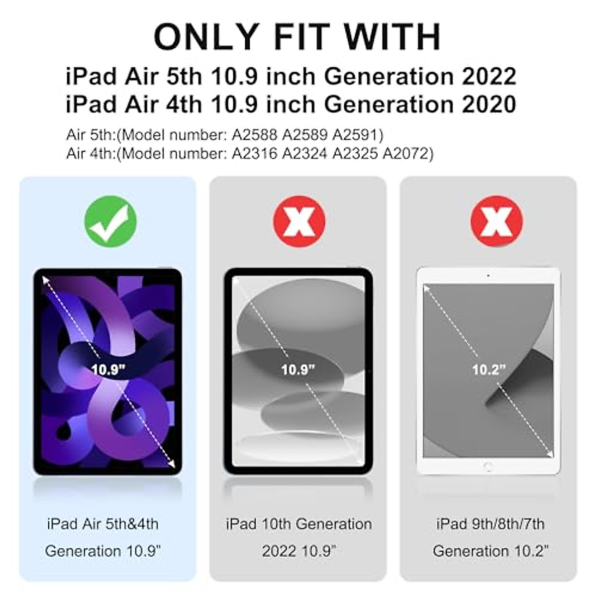 ProtUTab iPad Air 5th Generation Case 2022 / iPad Air 4 th Generation Case 2020 10.9-inch, Auto Wake&Sleep Slim Trifold Stand TPU Back iPad Air Case, Lightweight iPad Air 5th Gen Case, Black