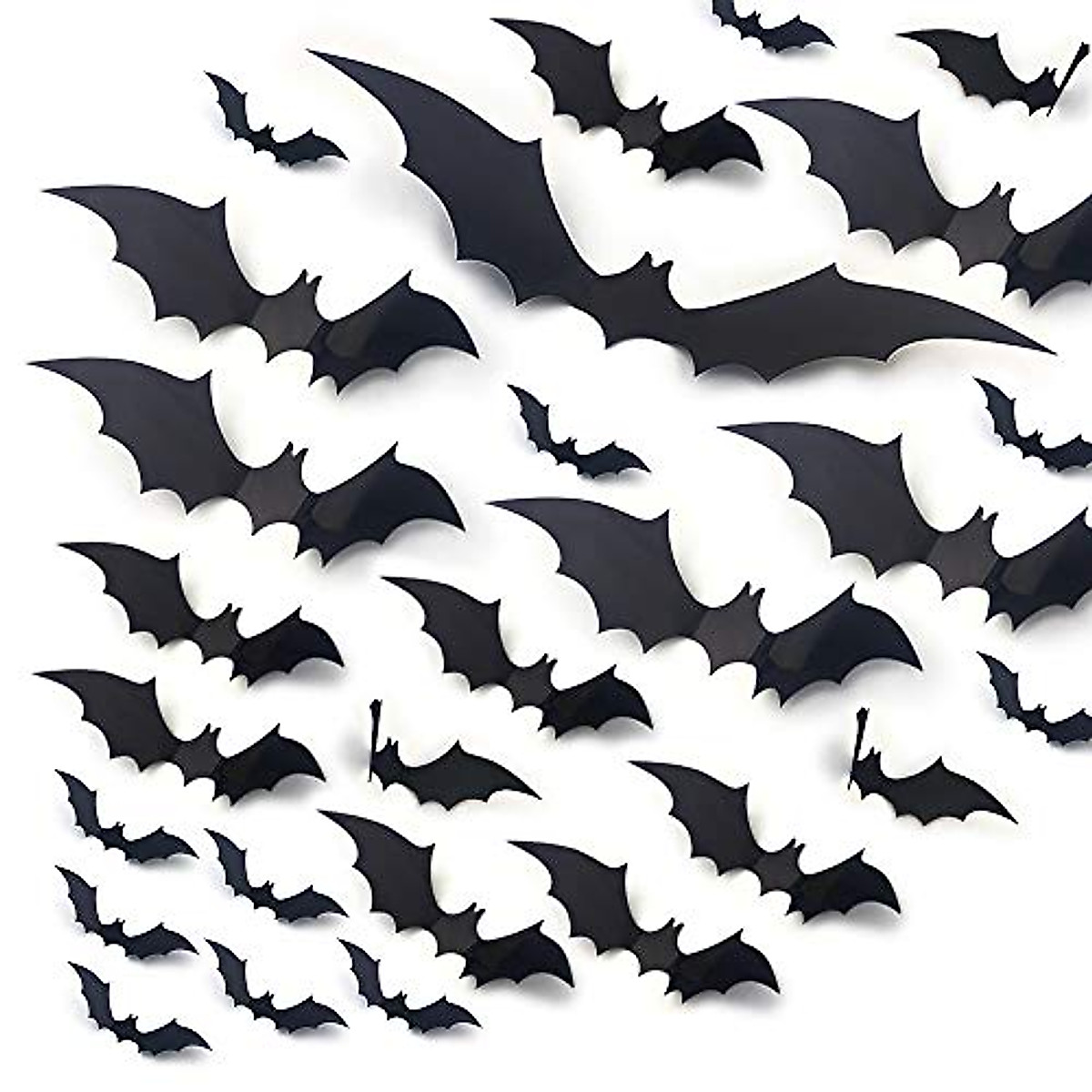 Halloween Bats Wall Decals 77pcs Bat Wall Stickers Halloween 3D Bats for Wall Decoration 4 Size