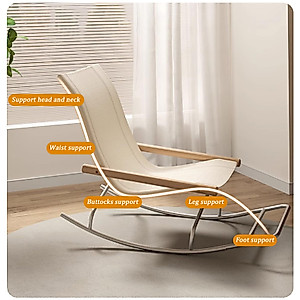 JIAOCKJIAO Foldable Simple Rocking Chair, Breathable Canvas Rocker Chair, Outdoor Portable Garden Chair, Relaxing Armchair with High Backrest, Removable Foot Rest, Patio Camping Chair (Color : Yellow