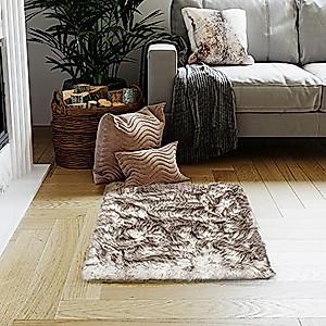 Faux Fur Shag Rug Extra Soft Fluffy Carpet for Any Room Decor 2' x 3' White & Black Tips