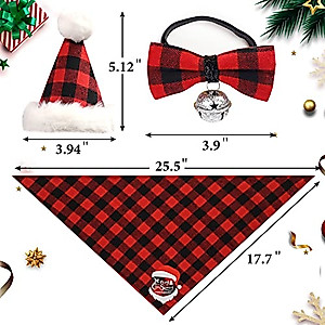 Dog Christmas Outfit,Christmas Dog Hat,6Pcs Christmas Dog Clothes Costume Dog Bandanas