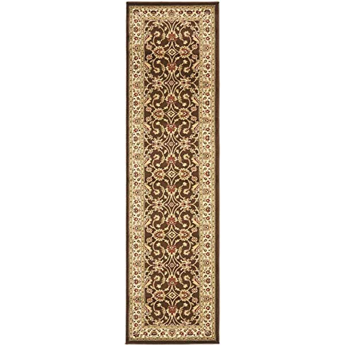 SAFAVIEH Lyndhurst Collection 2'3" x 12' Brown / Ivory LNH553 Traditional Oriental Non-Shedding Living Room Bedroom Runner Rug