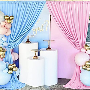 Pink Blue Backdrop Curtains for Gender Reveal Boy or Girl Parties Wrinkle Free Photo Curtains Backdrop Drapes Fabric Decoration for Birthday Party Baby Shower 5ft x 7ft,2 Panels